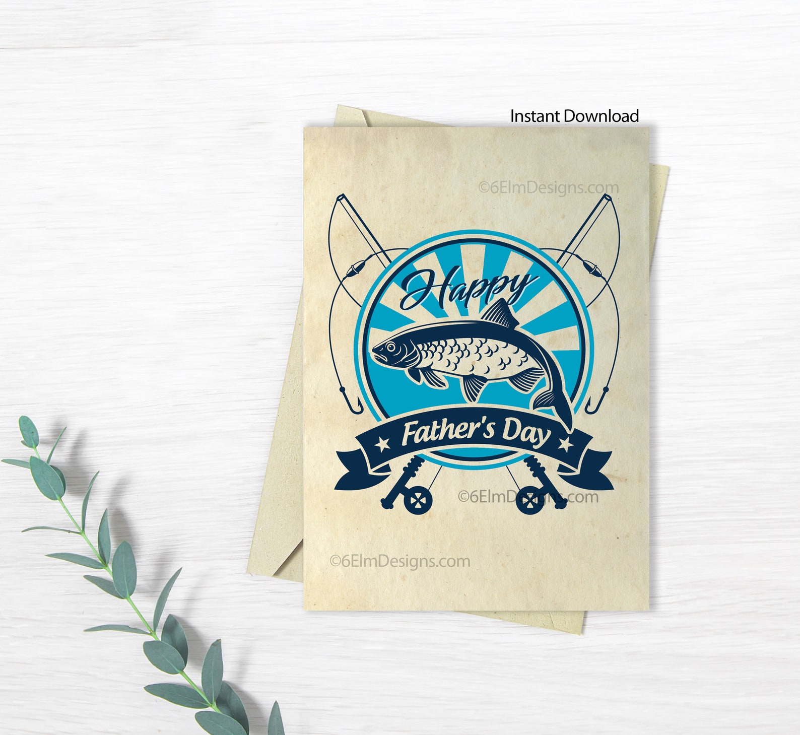 Printable Father's Day Card Fishing Happy Father's | Etsy