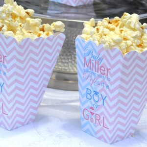 Gender Reveal Party Popcorn Boxes, Baby Sex Unknown Shower, Popcorn Box ...