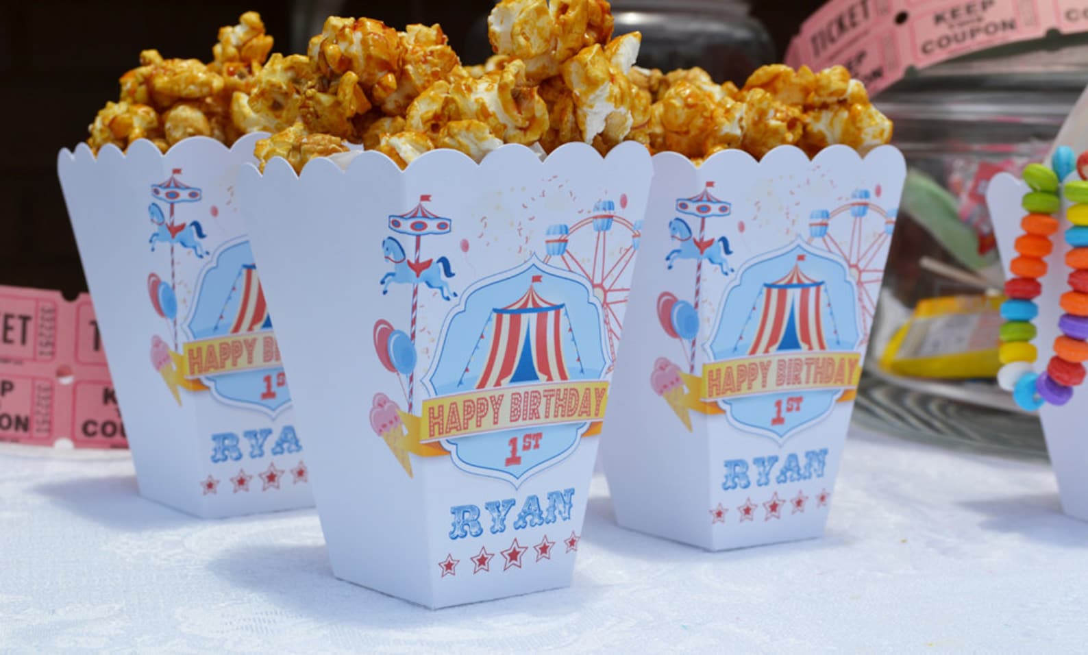 Circus Popcorn Favor Boxes | Carnival Birthday Party | Carnival Popcorn ...