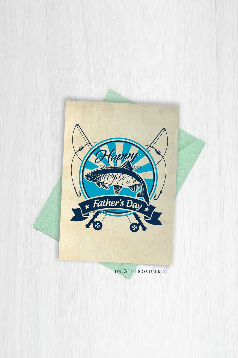 Printable Father's Day Card Fishing Happy Father's | Etsy