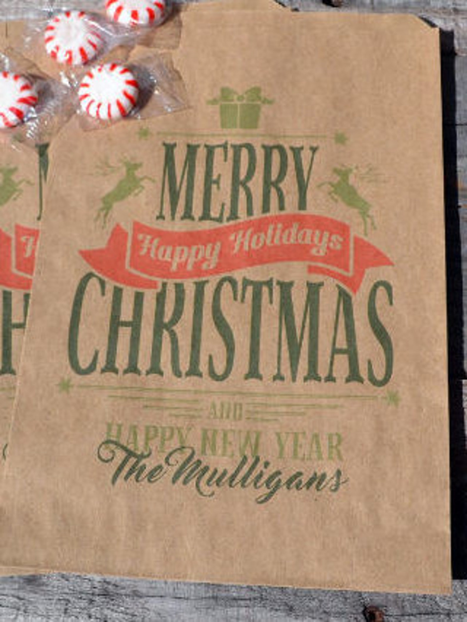 Merry Christmas Treat Bags Goodie Bags Cookie Bags - Etsy