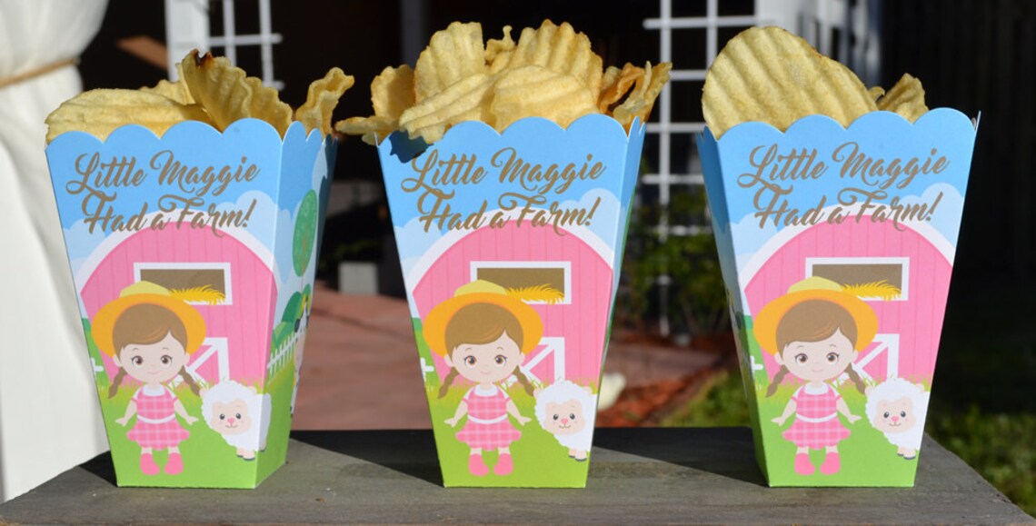 Pink Barn Farm Party Popcorn Boxes for Girls Birthday Favors - Etsy
