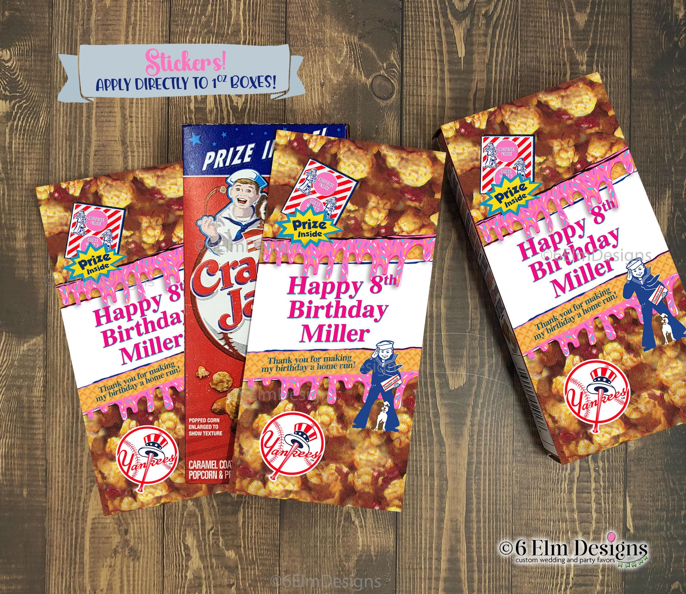 Cracker Jack Labels, Custom Baseball Drip Ice Cream Stickers for ...