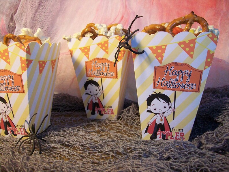 Cute Vampire Kids Halloween Popcorn Goodie Boxes Personalized | Etsy