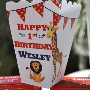 Circus Popcorn Boxes for Personalized Kids Birthday Circus Theme Favors ...