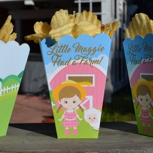 Pink Barn Farm Party Popcorn Boxes for Girls Birthday Favors Farm ...