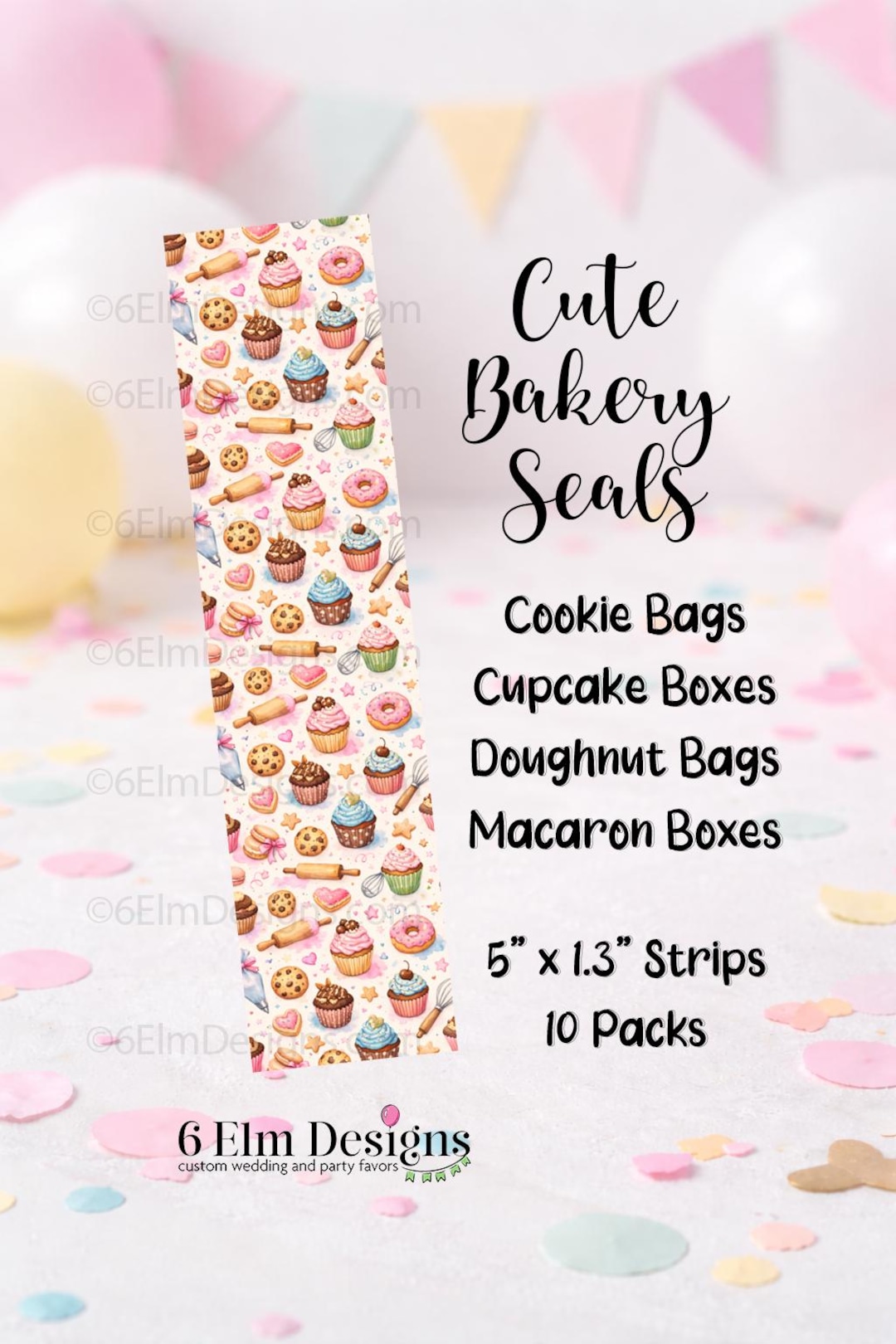 Bakery Sticker Strips With Cupcakes, Doughnuts and More Coquette Style ...