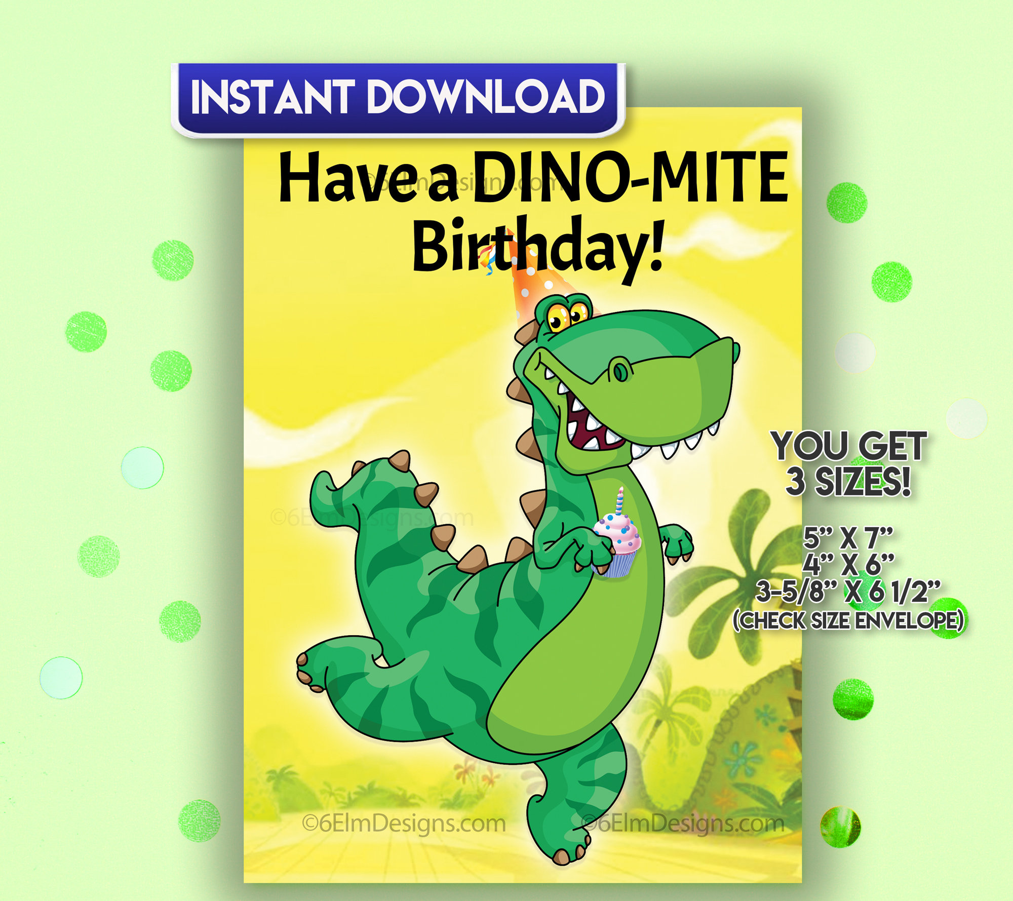 Printable Happy Birthday Dinosaur Dino-mite Boy Instant | Etsy