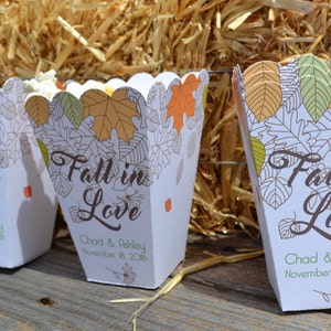 Fall in Love Fall Wedding Favor Box | Fall Leaves Wedding Popcorn Boxes ...