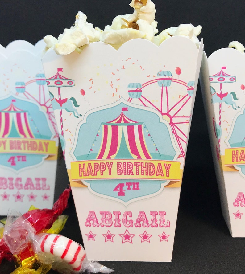Circus Popcorn Boxes Carnival Birthday Party Carnival | Etsy
