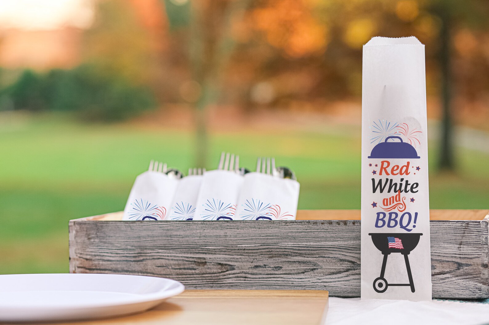 Fourth of July BBQ Red White and BBQ Personalized Silverware - Etsy