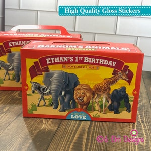 Animal Cracker Stickers, Animal Cracker Labels, Children's Carnival ...