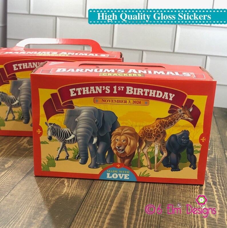 Animal Cracker Stickers Animal Cracker Labels Children's - Etsy