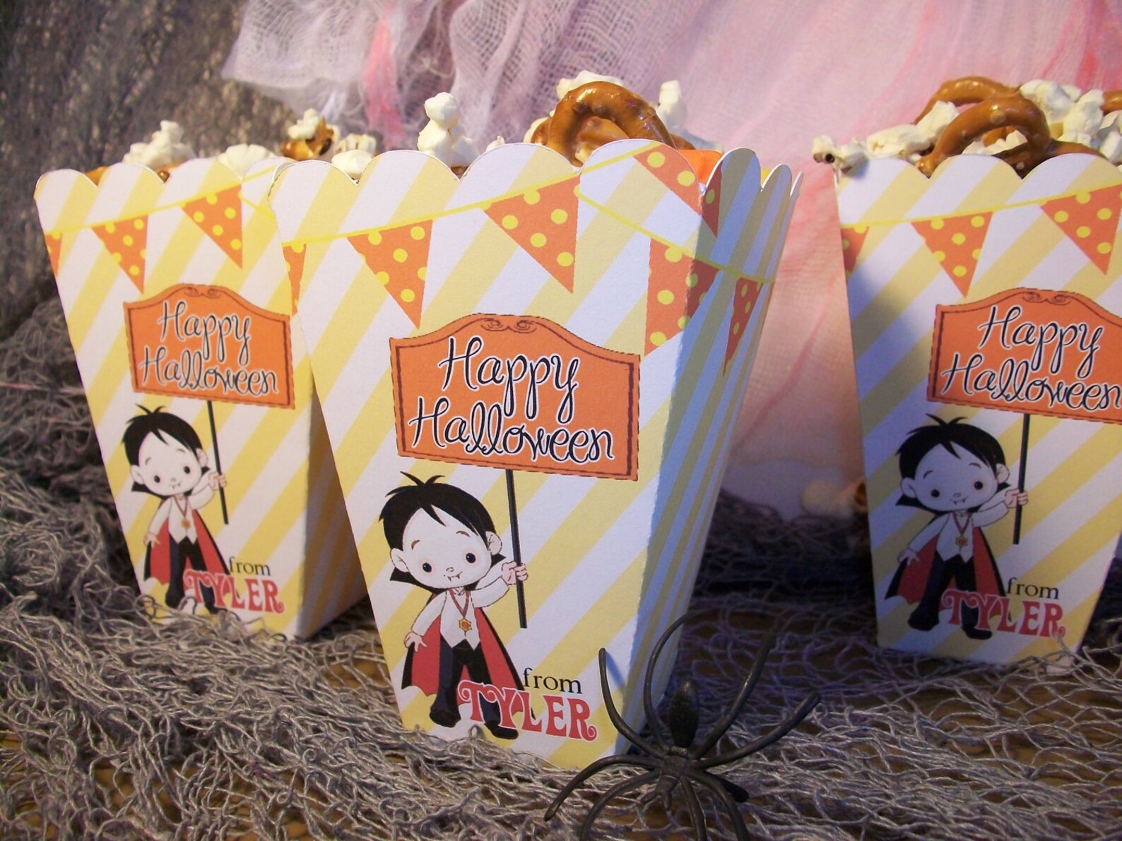 Cute Vampire Kids Halloween Popcorn Goodie Boxes Personalized | Etsy