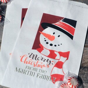 Snowman With Scarf Personalized Goodie Bags | Holiday Party Candy Bags ...