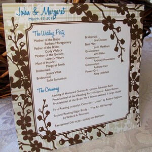 Cocoa Brown Flowered Personalized Wedding Programs - Etsy