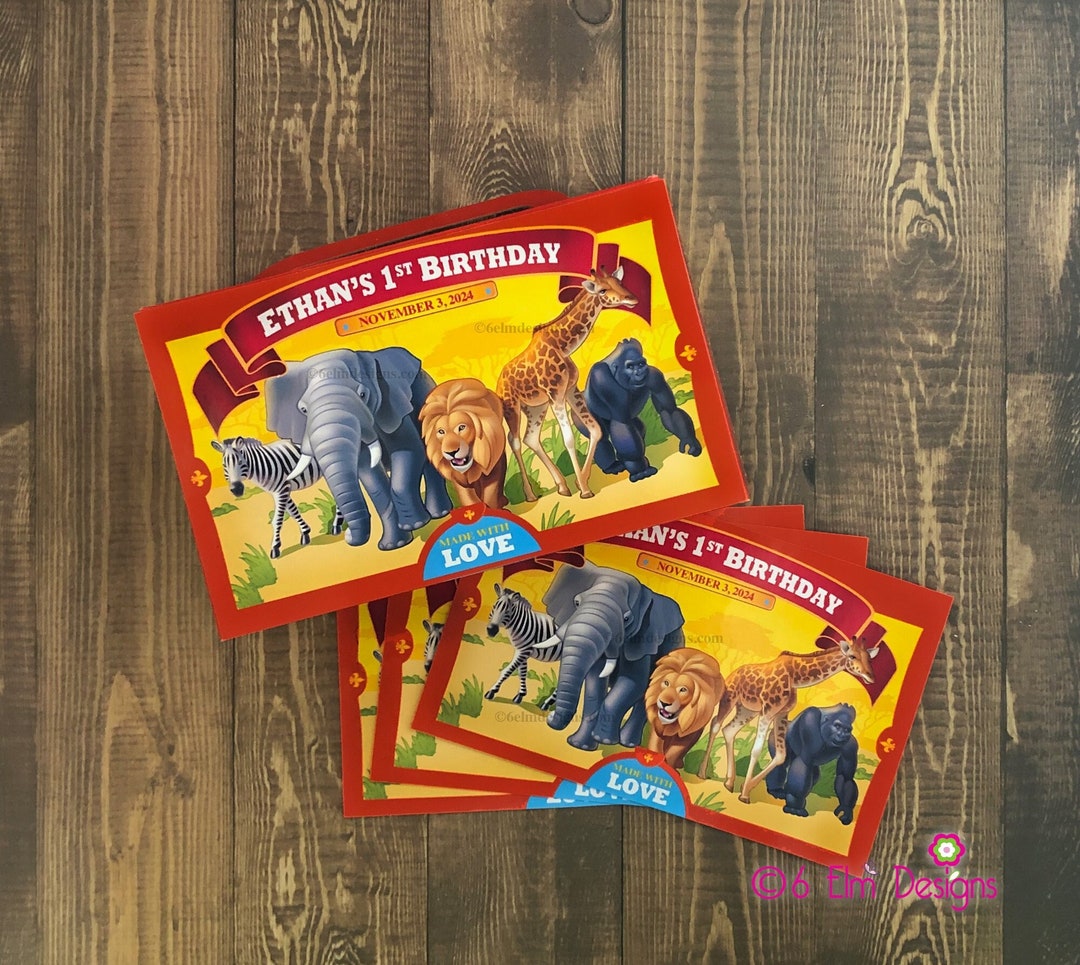 Animal Cracker Stickers, Animal Cracker Labels, Children's Carnival ...