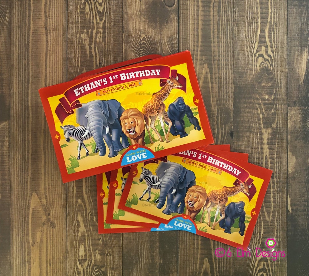 Animal Cracker Stickers, Animal Cracker Labels, Children's Carnival ...