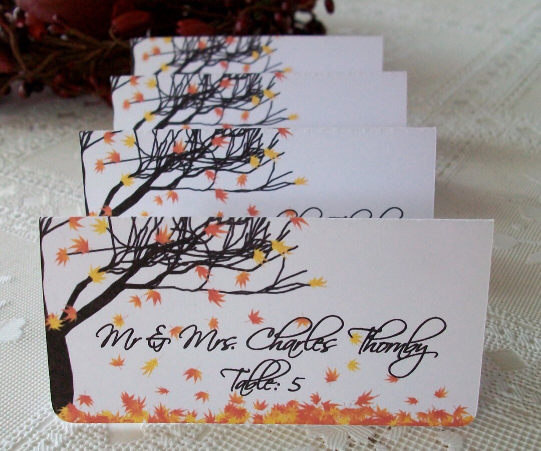 Fall Leaves Place Cards Autumn Place Cards Fall Wedding - Etsy