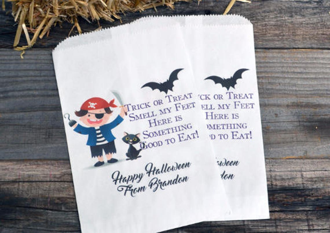 Pirate Halloween Personalized Goodie Bags for Halloween Party Favors ...