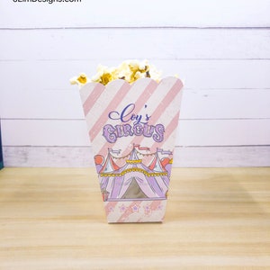 Pink Pastel Circus Popcorn Favor Boxes | Carnival Birthday Party ...