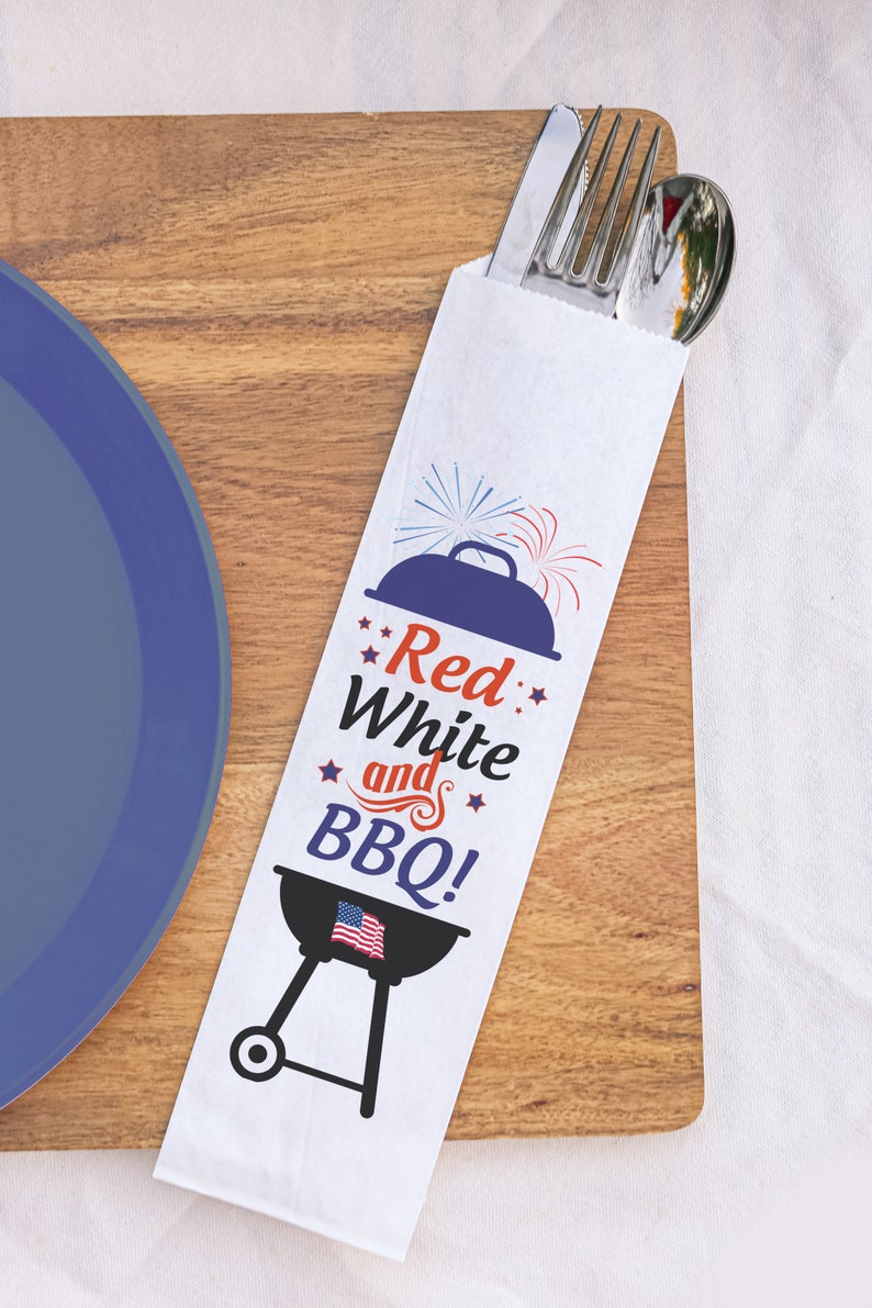 Fourth of July BBQ Red White and BBQ Personalized Silverware - Etsy