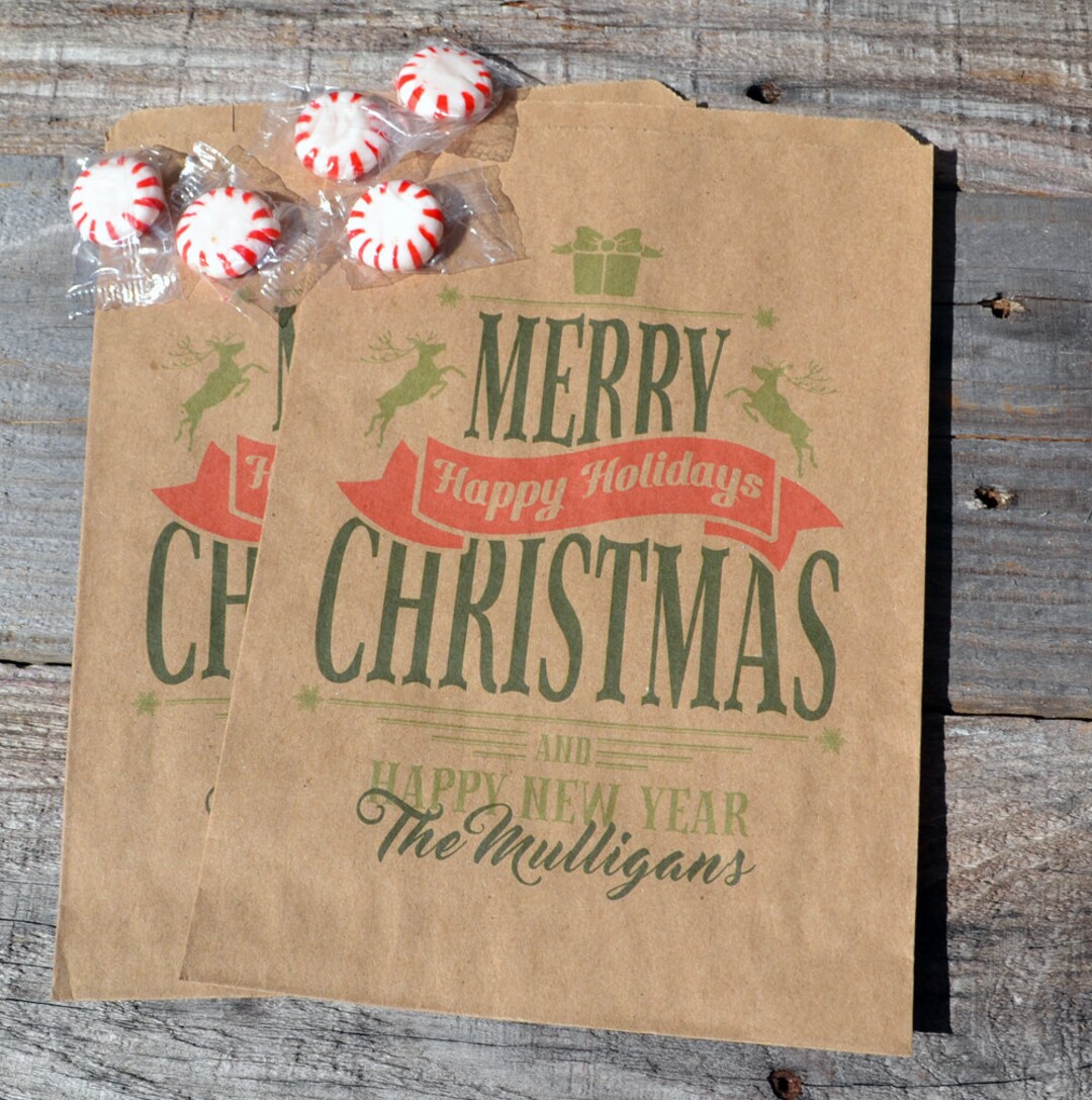 Merry Christmas Treat Bags | Goodie Bags | Cookie Bags | Holiday Party ...