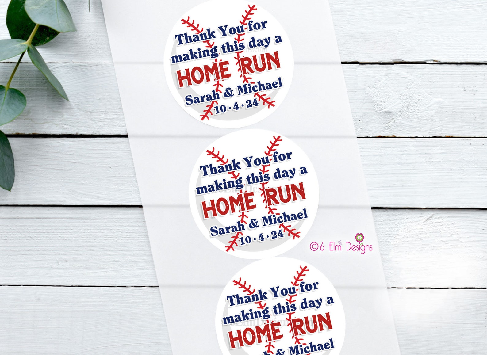 Baseball Wedding Thank You for Making This Day a Home Run Stickers 2 ...