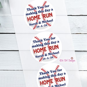 Baseball Wedding Thank You for Making This Day a Home Run Stickers 2 ...