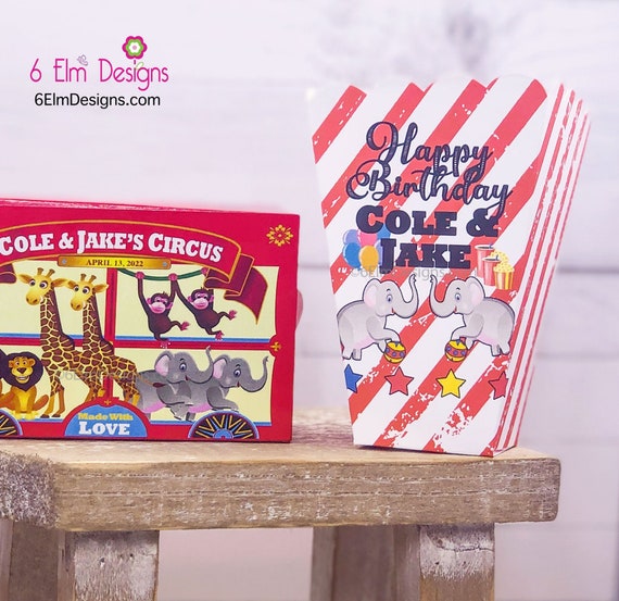 Twin Circus Popcorn Boxes | Carnival Birthday Party | Carnival Popcorn ...