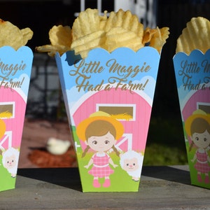 Pink Barn Farm Party Popcorn Boxes for Girls Birthday Favors Farm ...