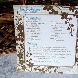 Cocoa Brown Flowered Personalized Wedding Programs - Etsy