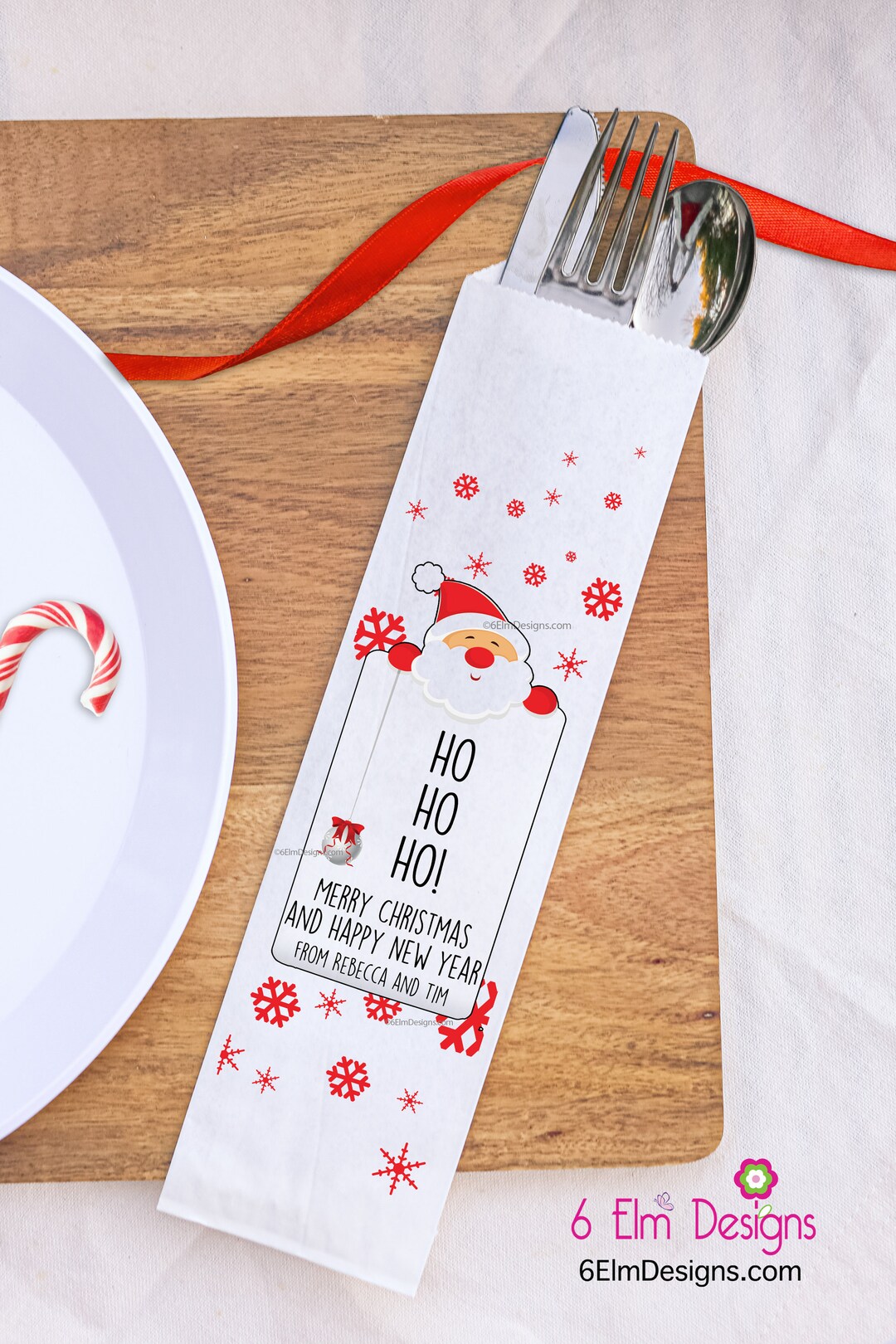 Hohoho Santa Silverware Bags, Christmas Utensil Holders, Christmas ...