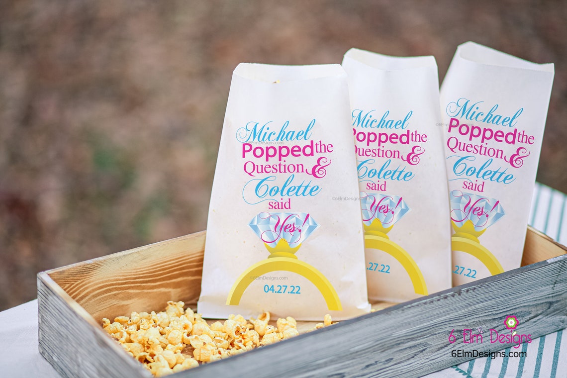 Popped the Question Party Favor Bags, Engagement Party Candy Bags ...