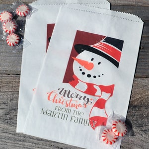 Snowman With Scarf Personalized Goodie Bags | Holiday Party Candy Bags ...