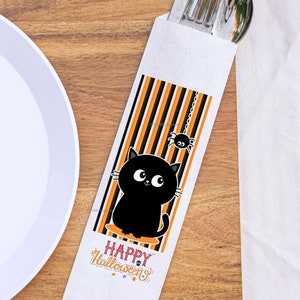 Happy Halloween Kitty Cat Silverware Utensil Flatware Bags Happy ...