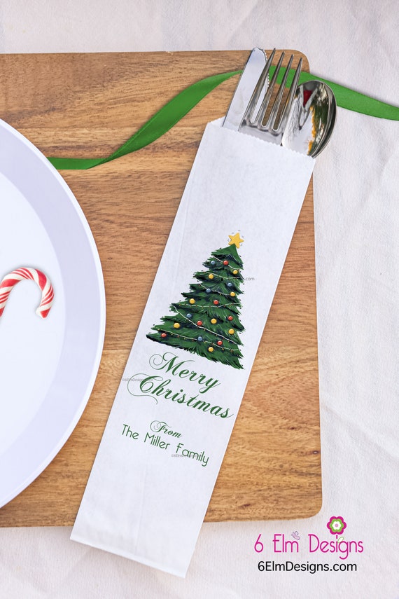 Christmas Tree Merry Christmas Silverware Bags, Christmas Utensil ...