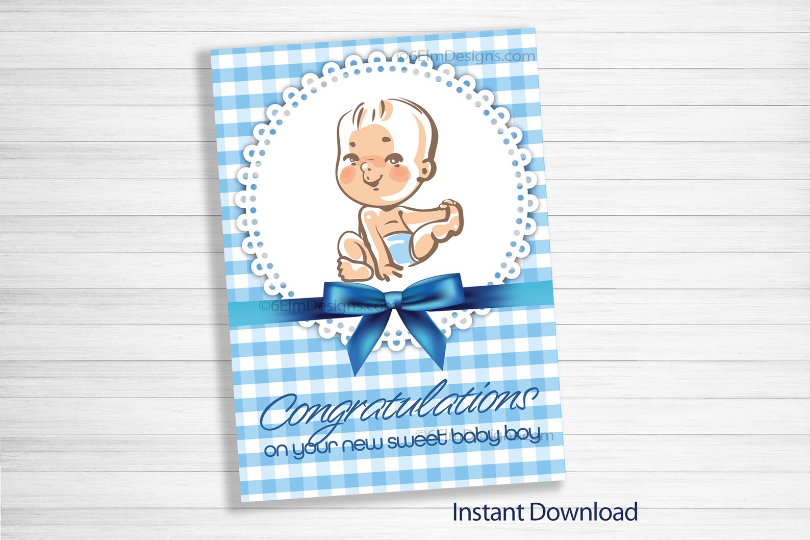 Printable Baby Boy Greeting Card Congratulations New Baby Blue - Etsy