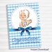 Printable Baby Boy Greeting Card Congratulations New Baby Blue Gingham ...