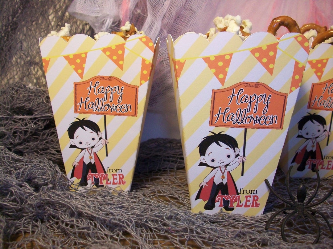 Cute Vampire Kids Halloween Popcorn Goodie Boxes Personalized for Trick ...