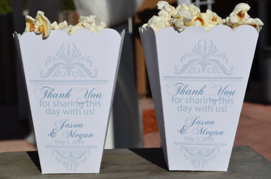 Thank You Wedding Popcorn Bar Boxes, Popcorn Box, Candy Bar Containers ...