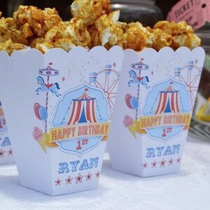 Circus Popcorn Favor Boxes | Carnival Birthday Party | Carnival Popcorn ...