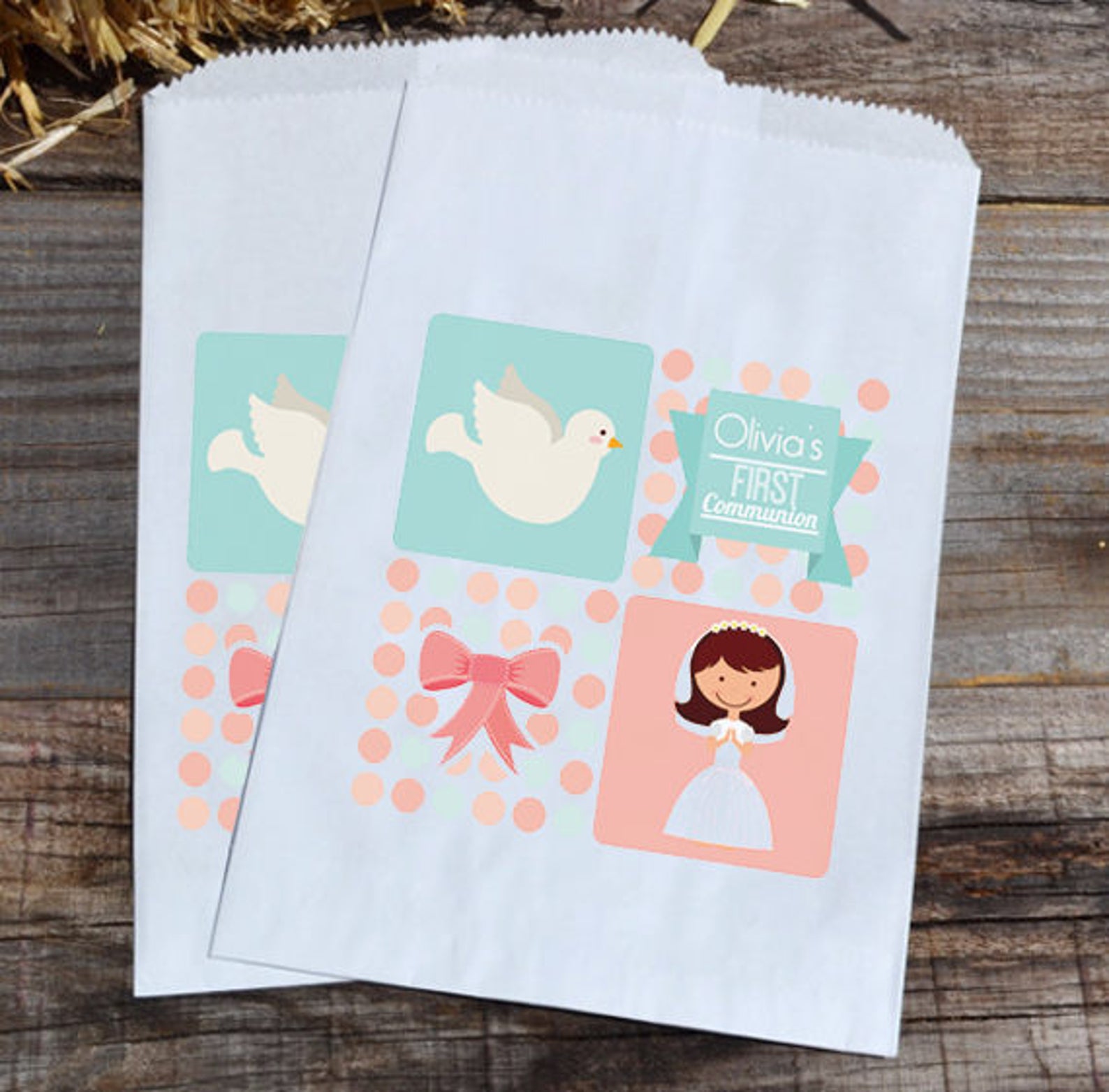 First Communion Personalized Party Favor Bags First | Etsy