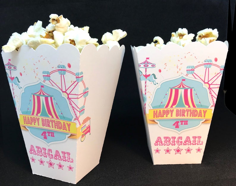 Circus Popcorn Boxes Carnival Birthday Party Carnival | Etsy
