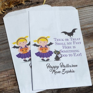 Girl Bat Halloween Personalized Goodie Bags for Halloween Party Favors ...