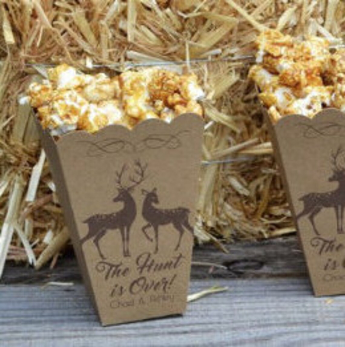 The Hunt is Over Deer Brown Kraft Wedding Favor Popcorn Bar Boxes ...