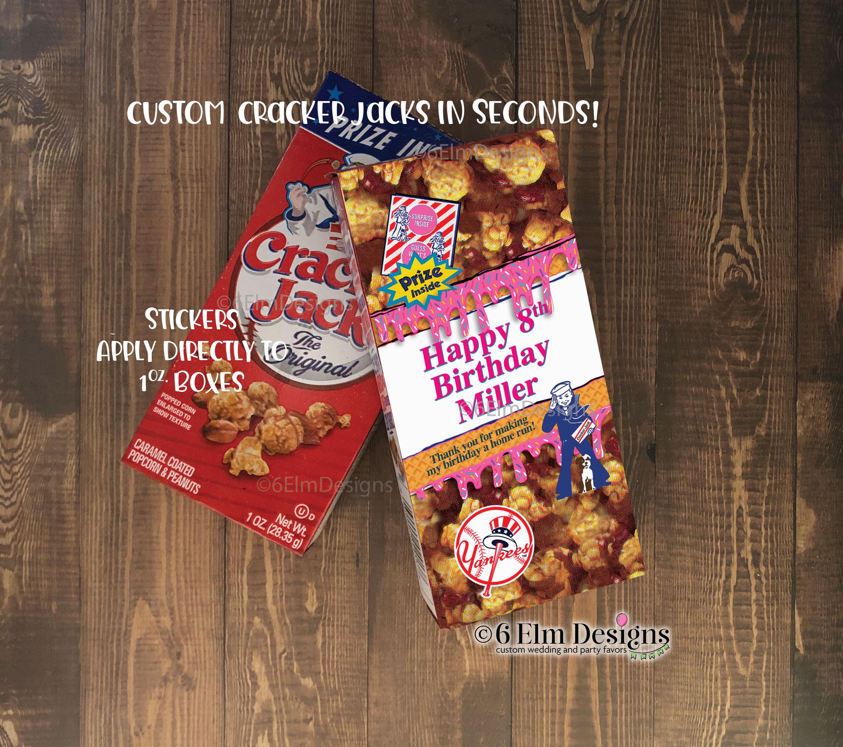 Cracker Jack Labels, Custom Baseball Drip Ice Cream Stickers for ...