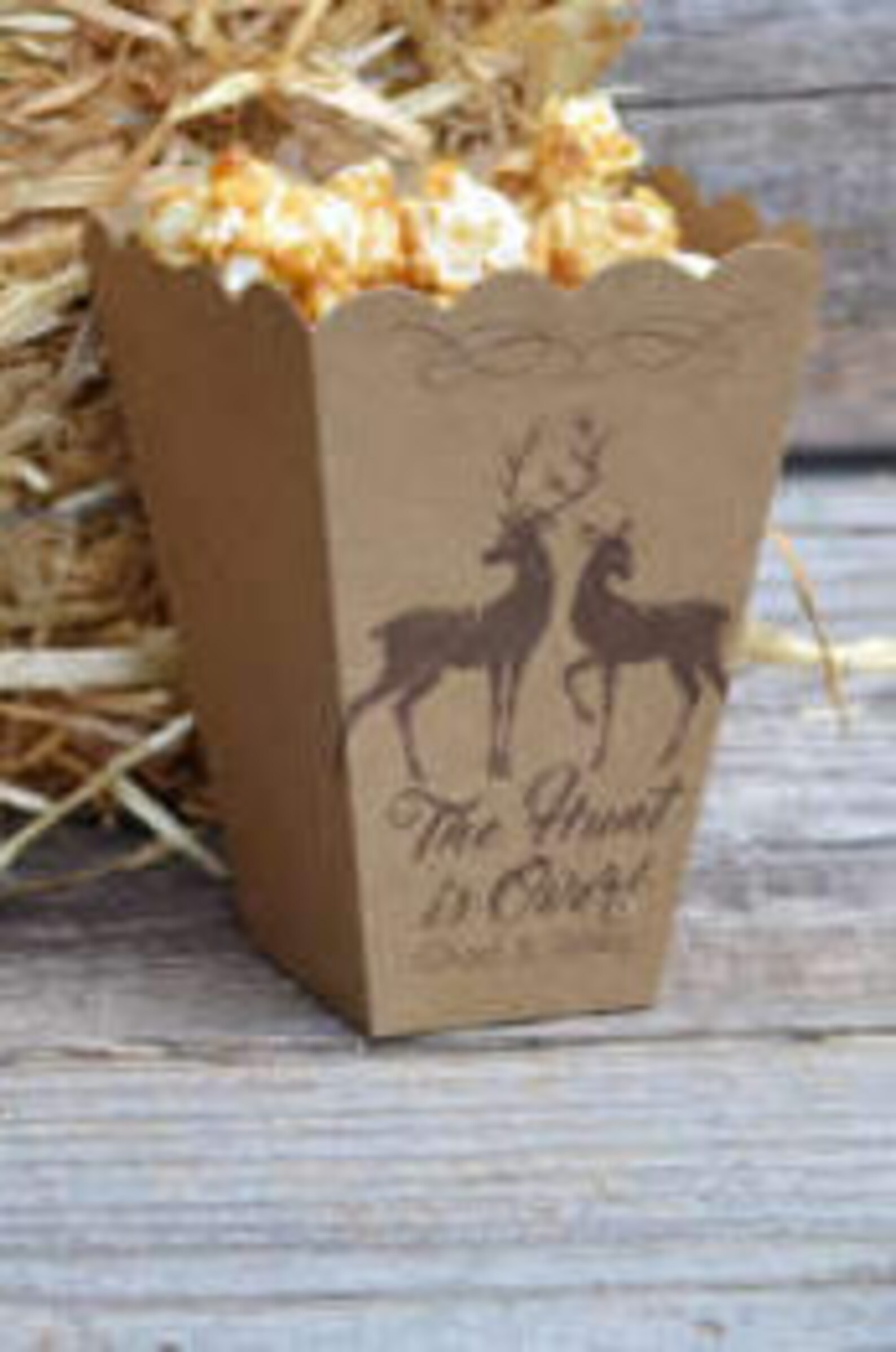 The Hunt is Over Deer Brown Kraft Wedding Favor Popcorn Bar Boxes ...
