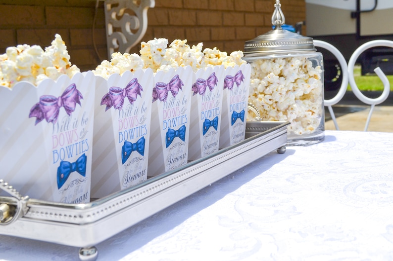 Gender Reveal Party Popcorn Boxes Bow or Bow Ties Gender - Etsy