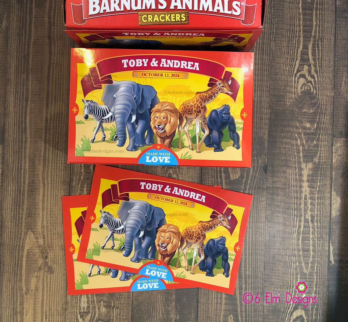 Animal Cracker Labels and Stickers, Wedding Animal Cracker Stickers ...